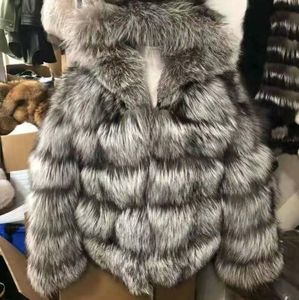 Jackets & Coats | Natural Silver Fox Fur Coat With Hooded | Poshmark